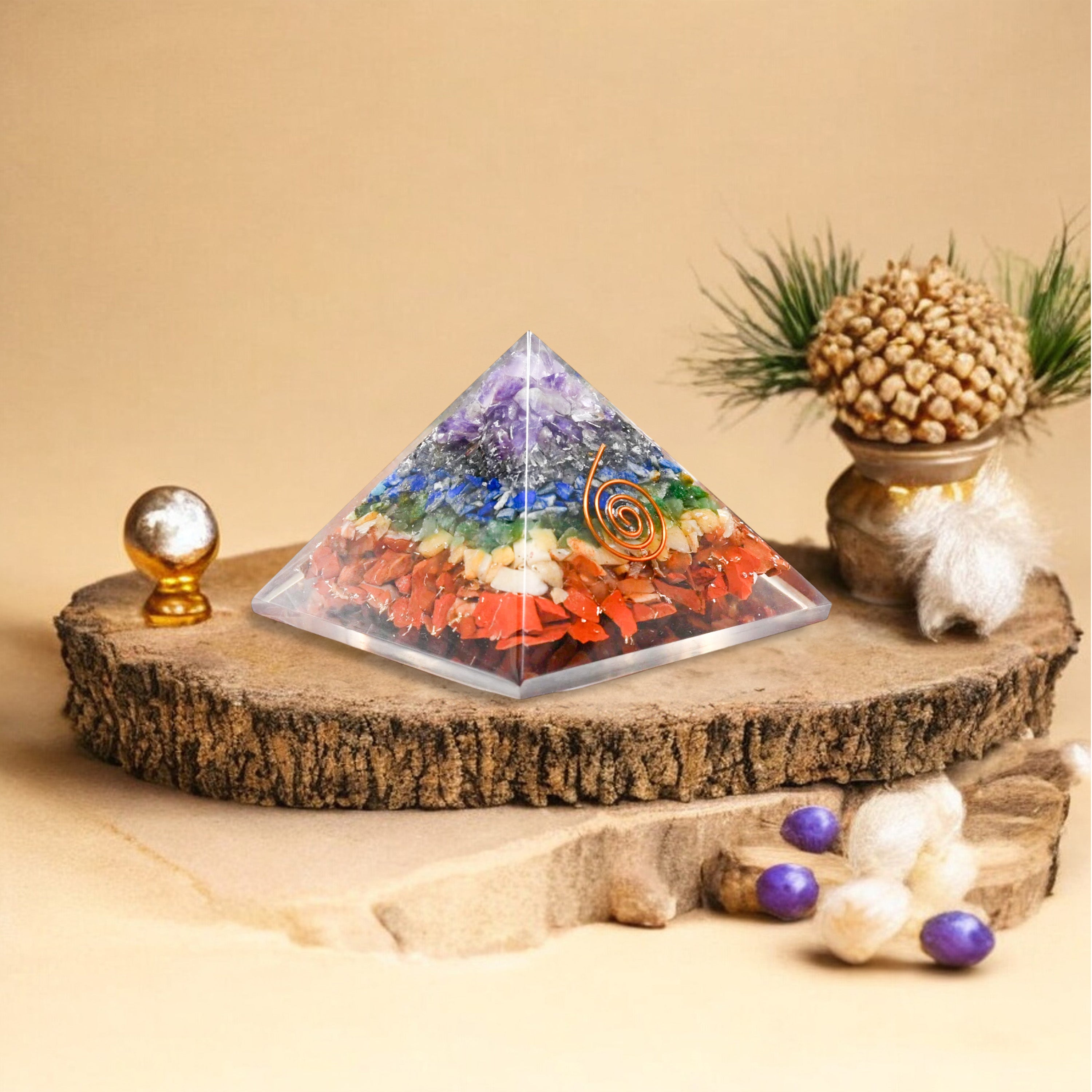 Seven Chakra Copper Coil Orgone Pyramid for Energy Amplification ...