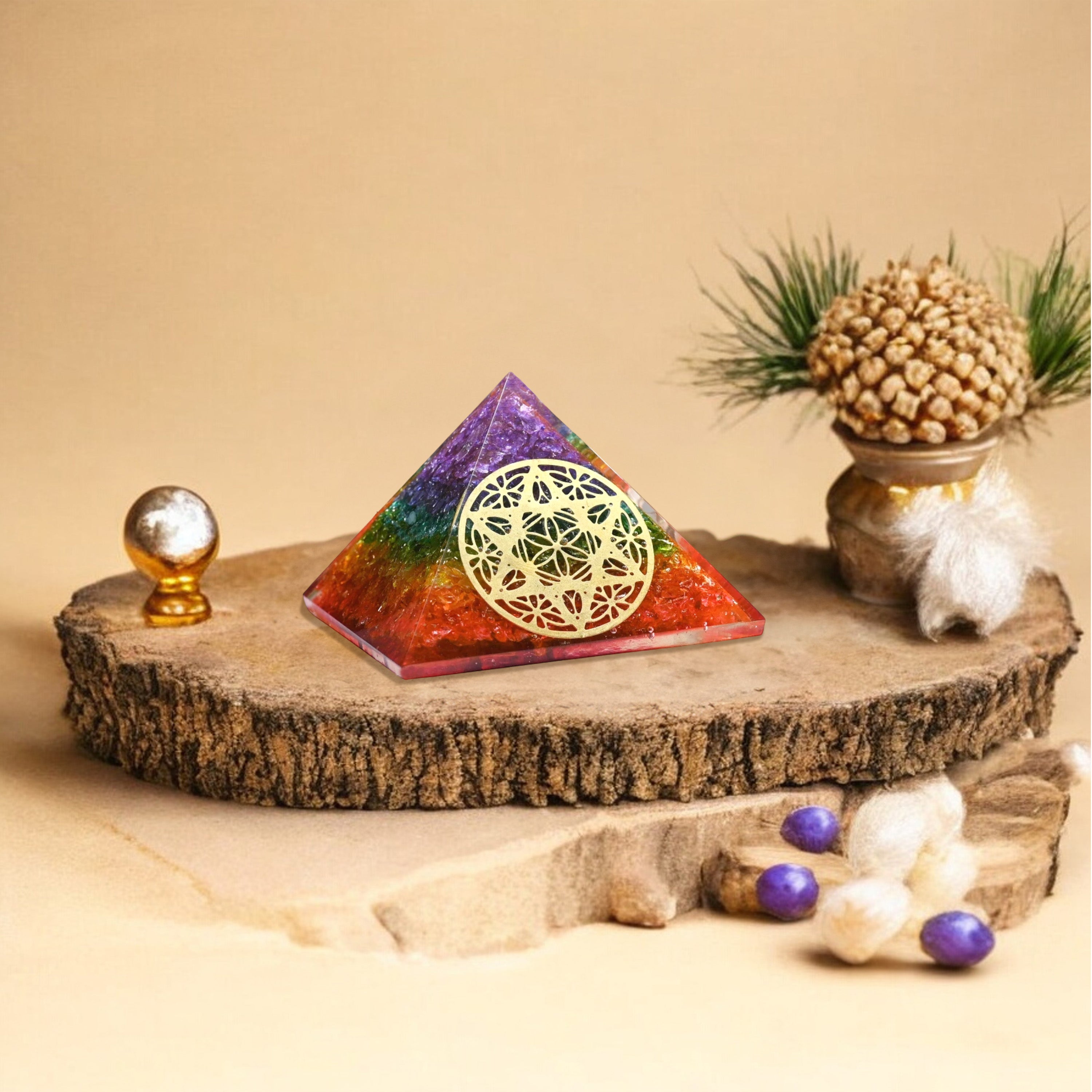 Seven Chakra Orgone Pyramid for Vitality, Energy & Fertility ...