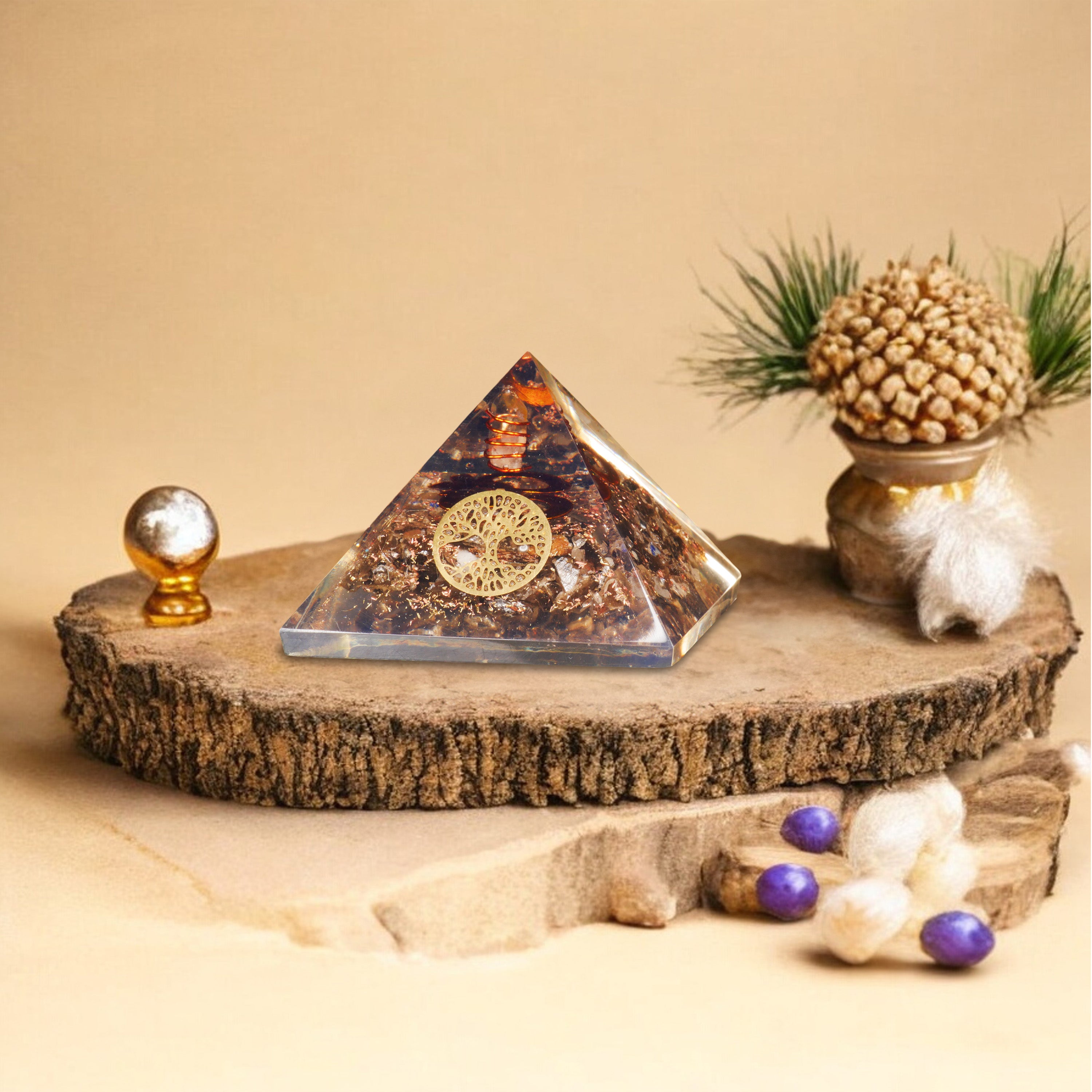 Black Tourmaline Tree of Life Pyramid for Protection & Grounding ...